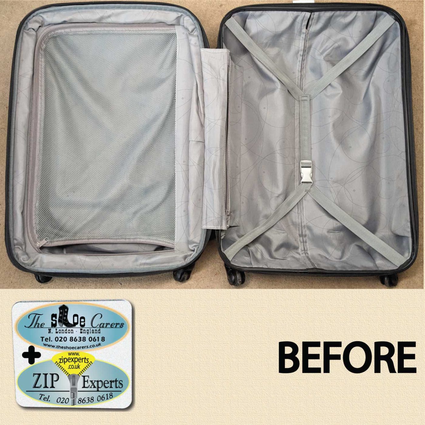 SAMSONITE zip and open back repair - Zip Experts
